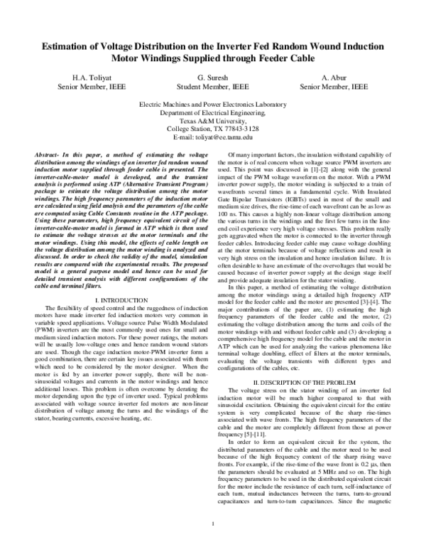 (PDF) Estimation of voltage distribution on the inverter fed random ...