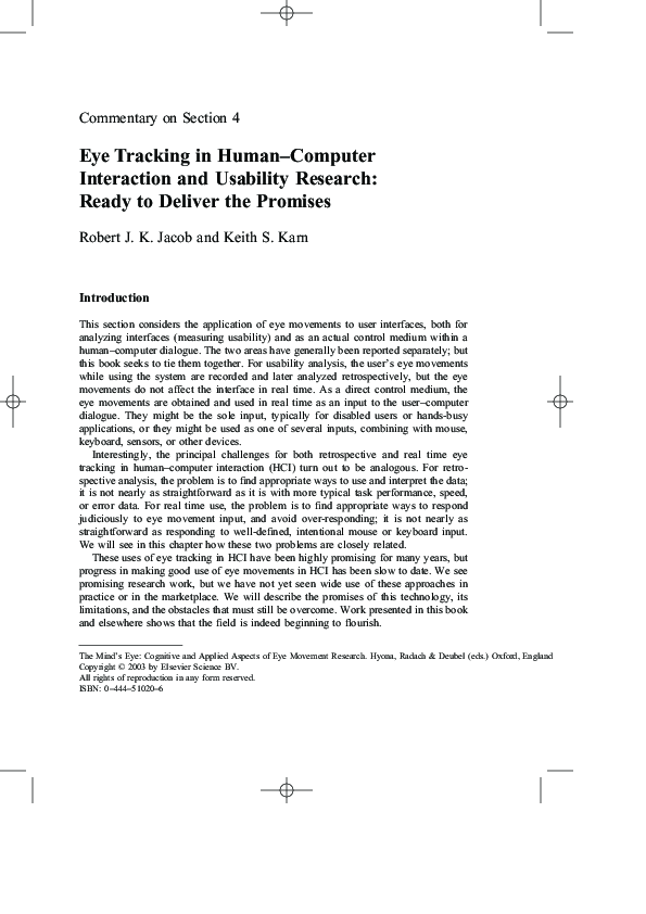 (PDF) Eye Tracking in Human-Computer Interaction and Usability Research