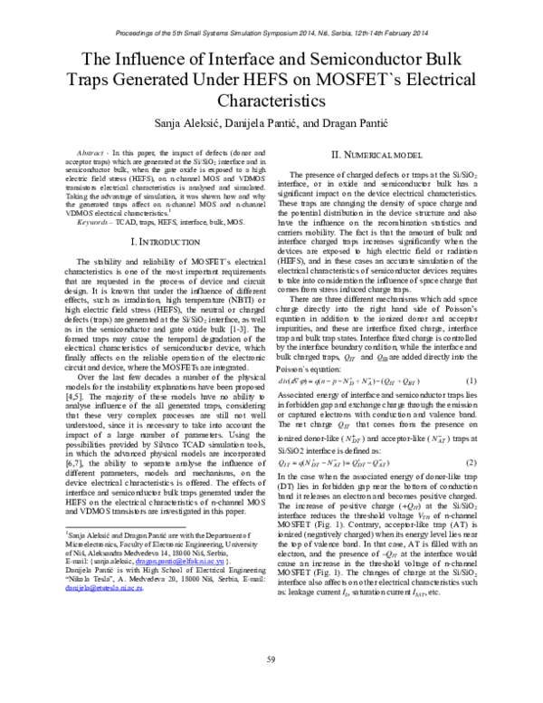 (PDF) The Influence of Interface and Semiconductor Bulk Traps Generated ...