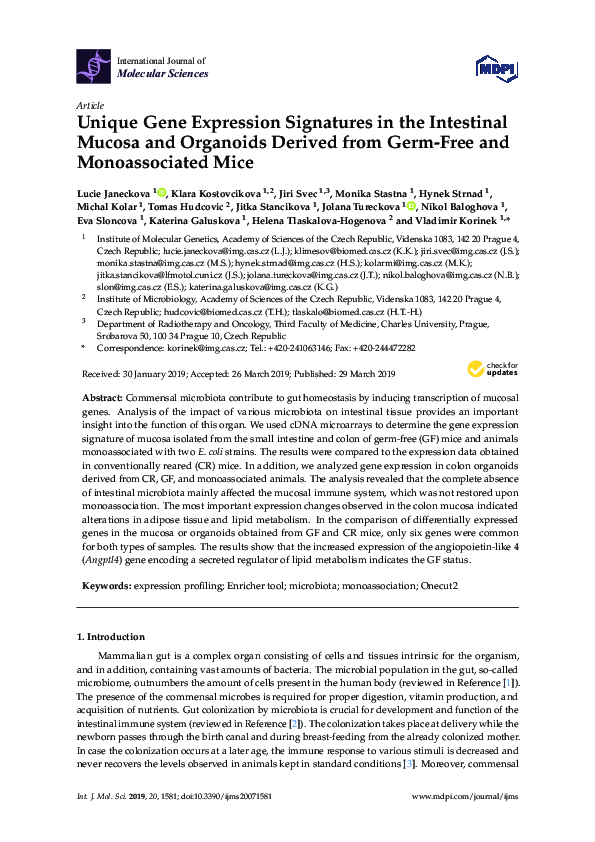(PDF) Unique Gene Expression Signatures in the Intestinal Mucosa and ...