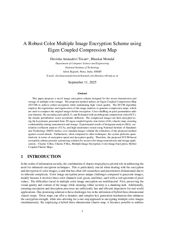 (PDF) A Robust Color Multiple Image Encryption Scheme using Eigen ...