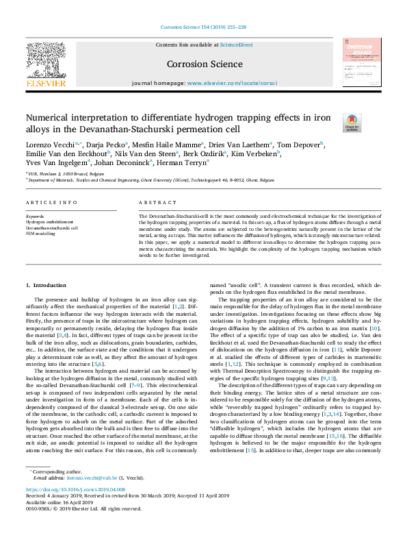 (PDF) Numerical interpretation to differentiate hydrogen trapping ...
