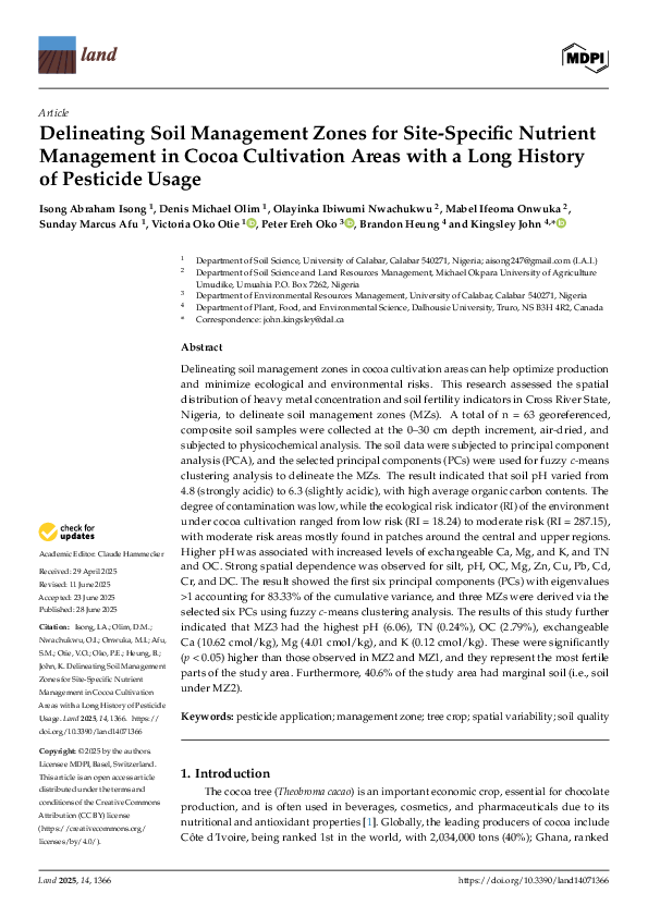 (PDF) Delineating Soil Management Zones for Site-Specific Nutrient ...