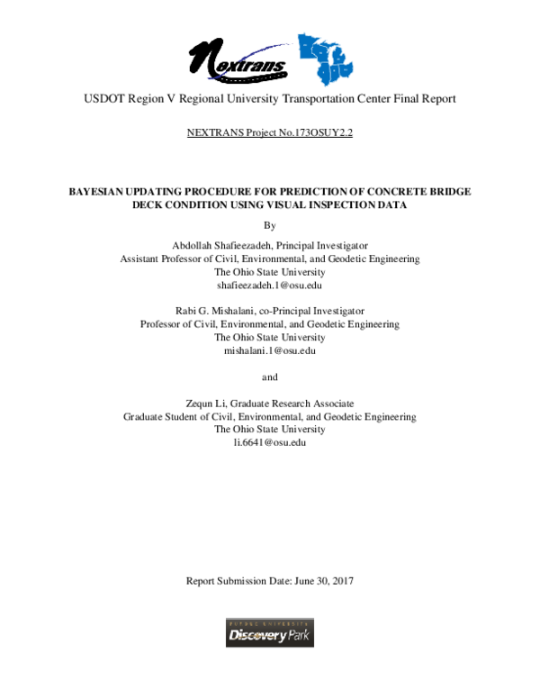 (PDF) Bayesian Updating Procedure for Prediction of Concrete Bridge Deck Condition Using Visual ...
