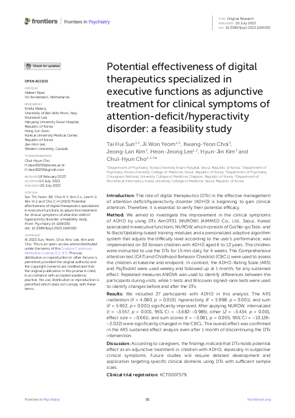 (PDF) Potential effectiveness of digital therapeutics specialized in executive functions as ...