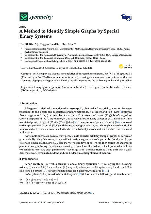 (PDF) A Method to Identify Simple Graphs by Special Binary Systems