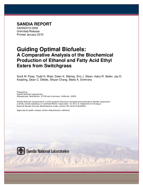 (PDF) Guiding optimal biofuels : a comparative analysis of the ...