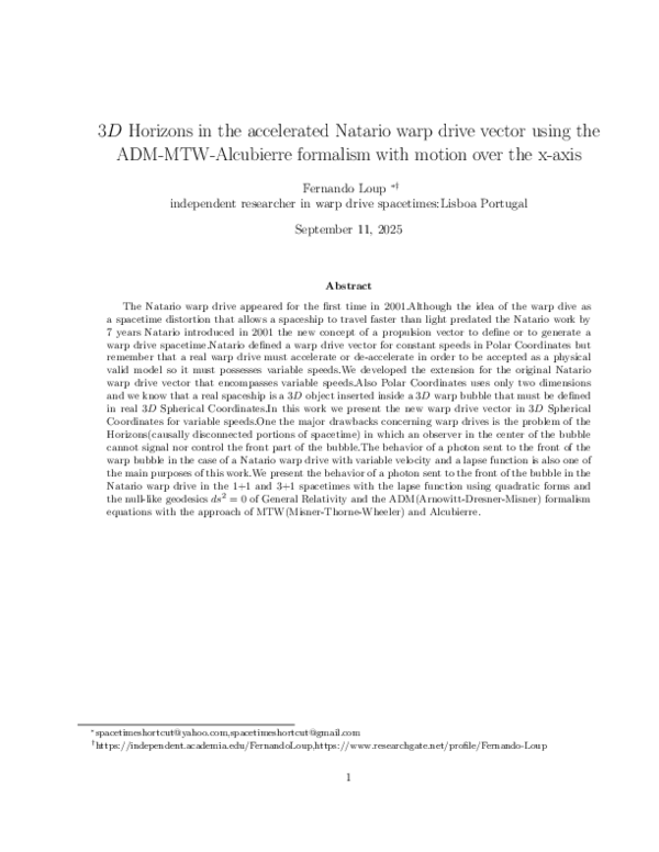 (PDF) 3D Horizons in the accelerated Natario warp drive vector using ...