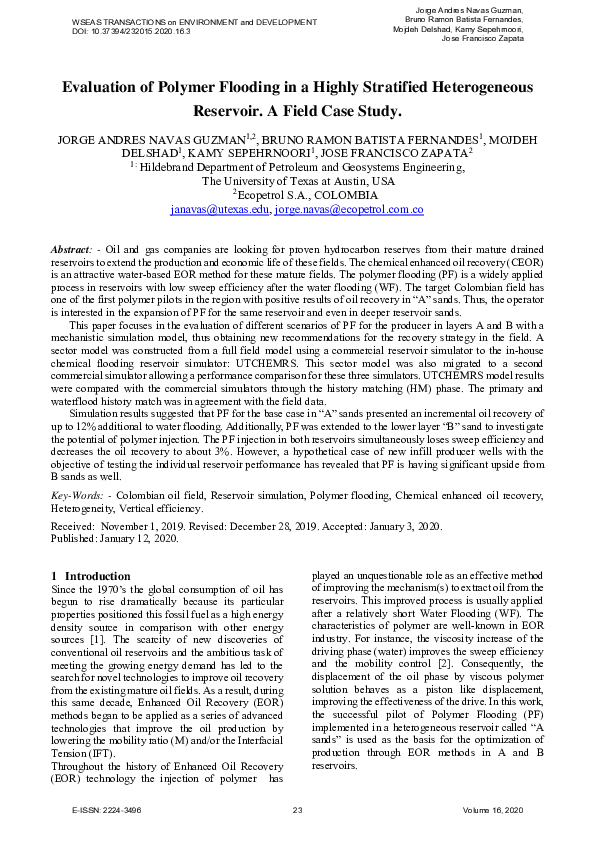 (PDF) Evaluation of Polymer Flooding in a Highly Stratified ...
