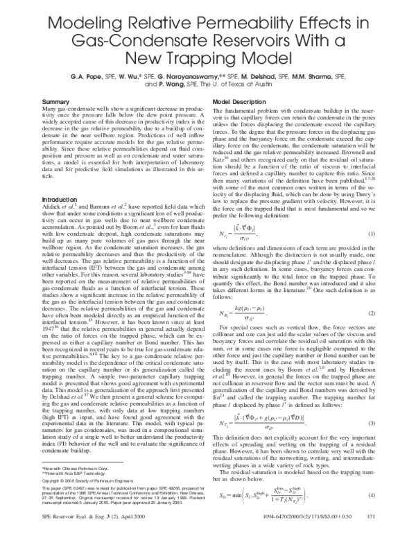 (PDF) Modeling Relative Permeability Effects in Gas-Condensate Reservoirs