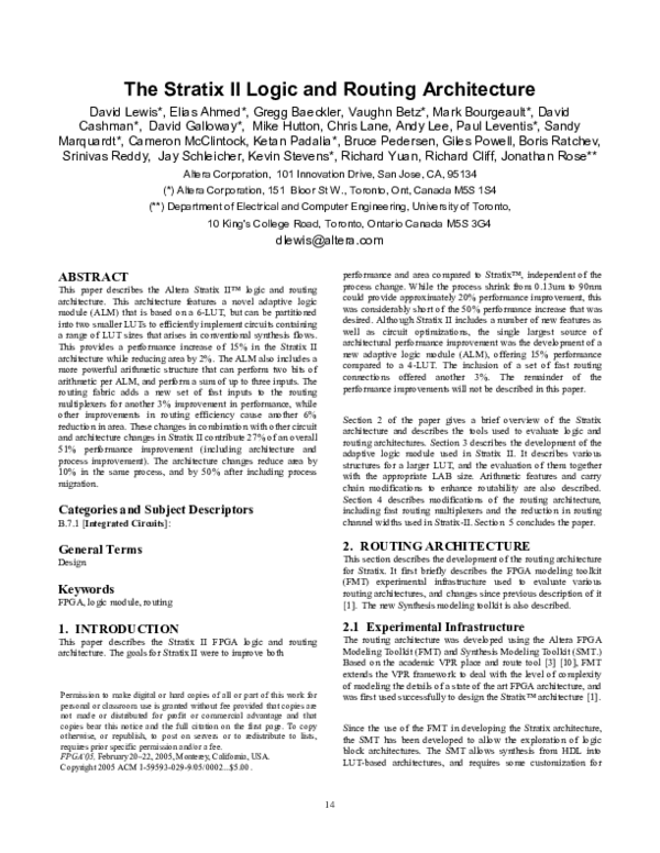 (PDF) The Stratix II logic and routing architecture