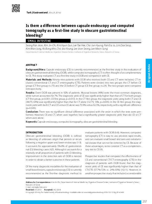 (PDF) Is there a difference between capsule endoscopy and computed ...