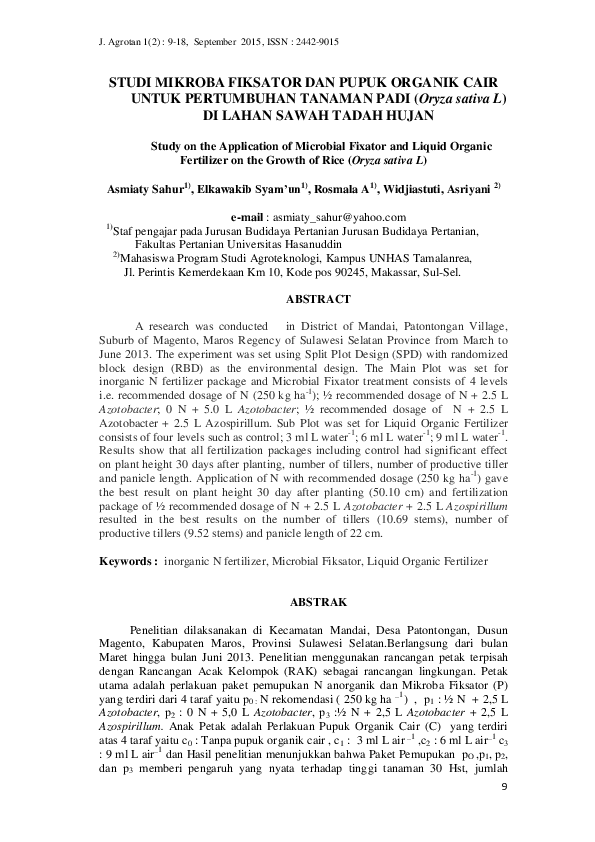 (PDF) STUDI MIKROBA FIKSATOR DAN PUPUK ORGANIK CAIR UNTUK PERTUMBUHAN ...