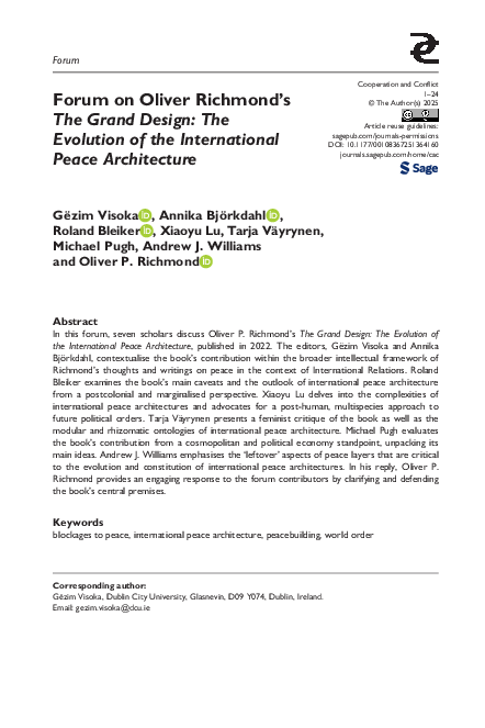 (PDF) Forum on Oliver Richmond's The Grand Design: The Evolution of the ...