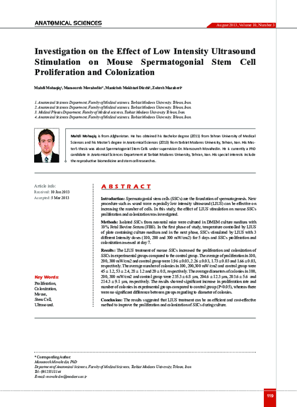 (PDF) Investigation on the Effect of Low Intensity Ultrasound ...