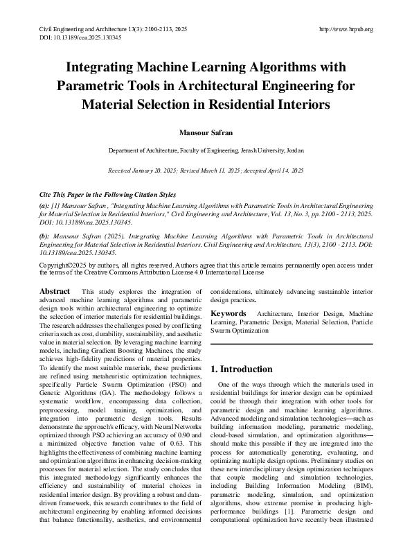 (PDF) Integrating Machine Learning Algorithms with Parametric Tools in ...