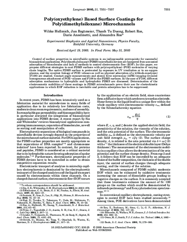 (PDF) Poly(oxyethylene) Based Surface Coatings for Poly ...
