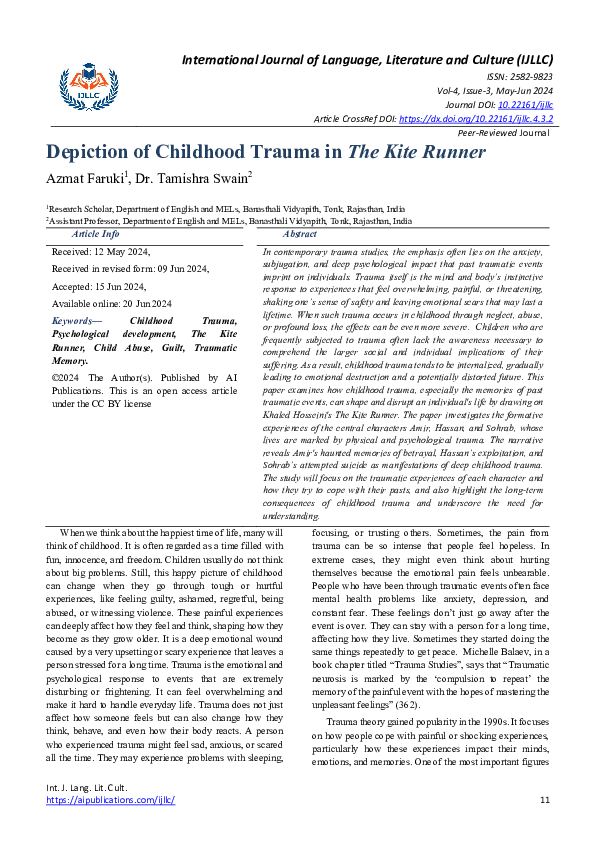 (PDF) Depiction of Childhood Trauma in The Kite Runner