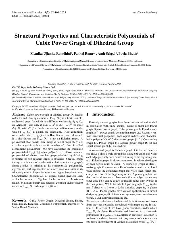 (PDF) Structural Properties and Characteristic Polynomials of Cubic ...