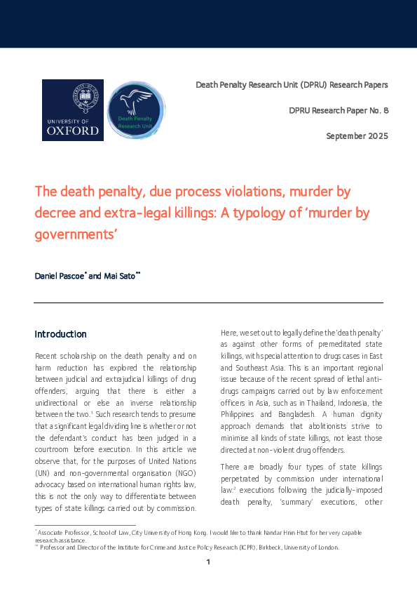 (PDF) The death penalty, due process violations, murder by decree and ...