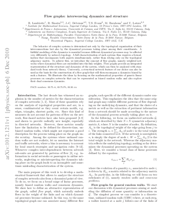 (PDF) Flow graphs: Interweaving dynamics and structure