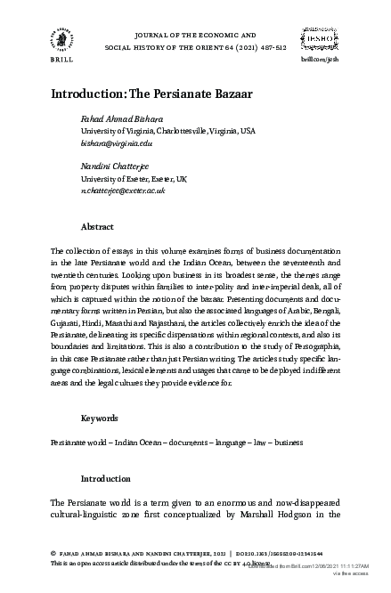 (PDF) Introduction: The Persianate Bazaar