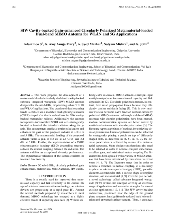 (PDF) SIW Cavity-backed Gain-enhanced Circularly Polarized Metamaterial-loaded Dual-band MIMO ...