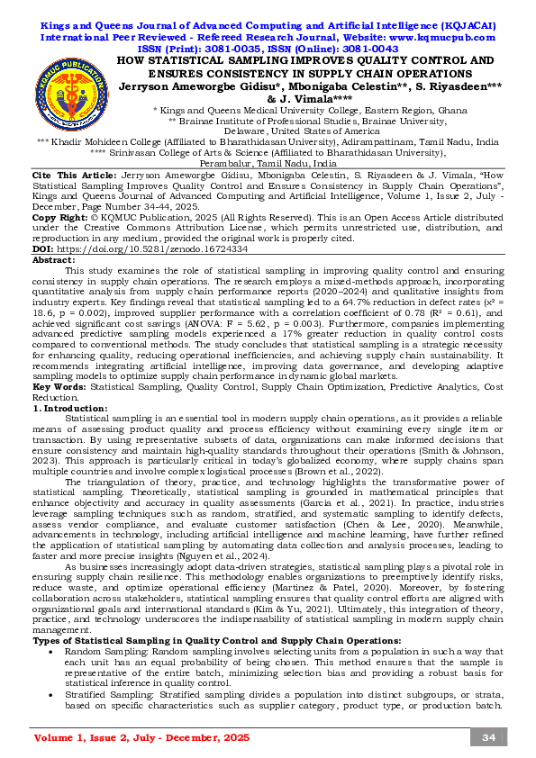 (PDF) HOW STATISTICAL SAMPLING IMPROVES QUALITY CONTROL AND ENSURES ...