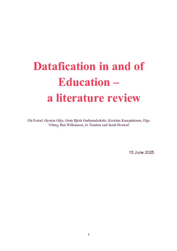 (PDF) Datafication in and of Education: A literature review