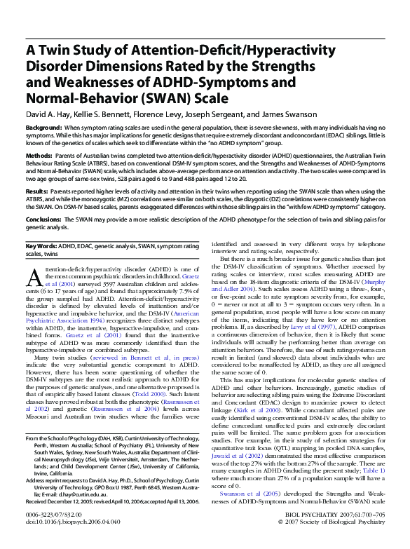 (PDF) A Twin Study of Attention-Deficit/Hyperactivity Disorder ...