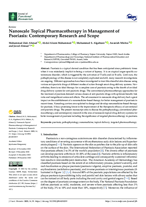 (PDF) Nanoscale Topical Pharmacotherapy in Management of Psoriasis ...
