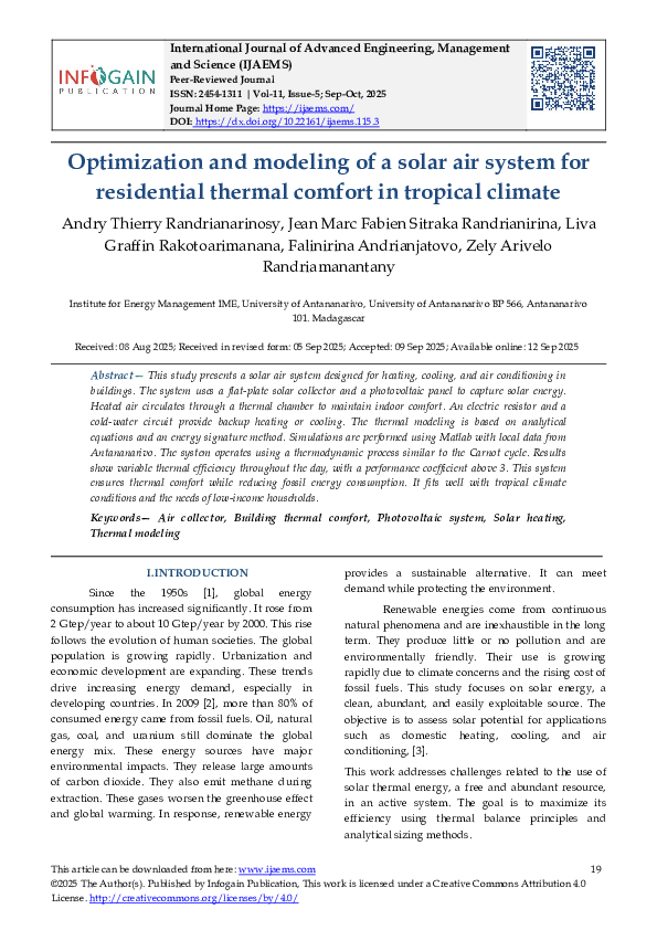 (PDF) Optimization and modeling of a solar air system for residential thermal comfort in ...