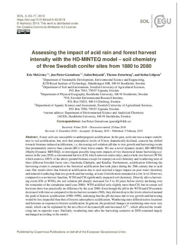 (PDF) Assessing the impact of acid rain and forest harvest intensity ...