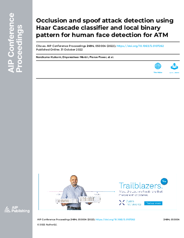 Pdf Occlusion And Spoof Attack Detection Using Haar Cascade Classifier And Local Binary