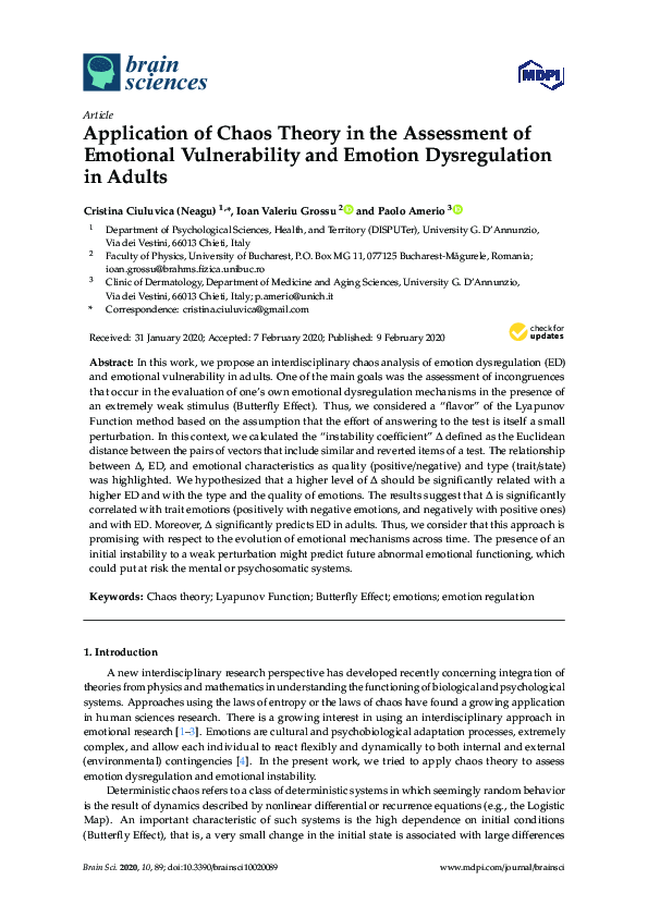 (PDF) Application of Chaos Theory in the Assessment of Emotional ...