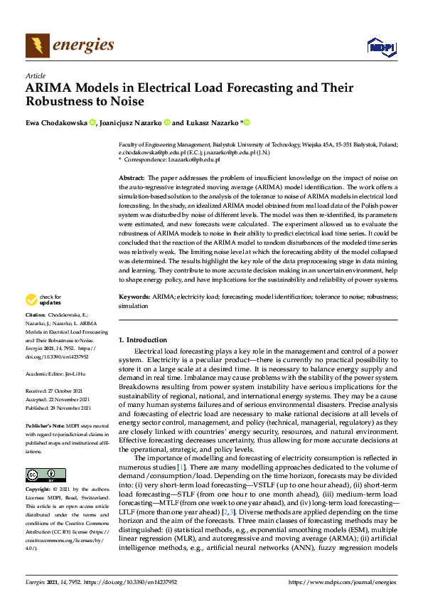 (PDF) ARIMA Models in Electrical Load Forecasting and Their Robustness ...