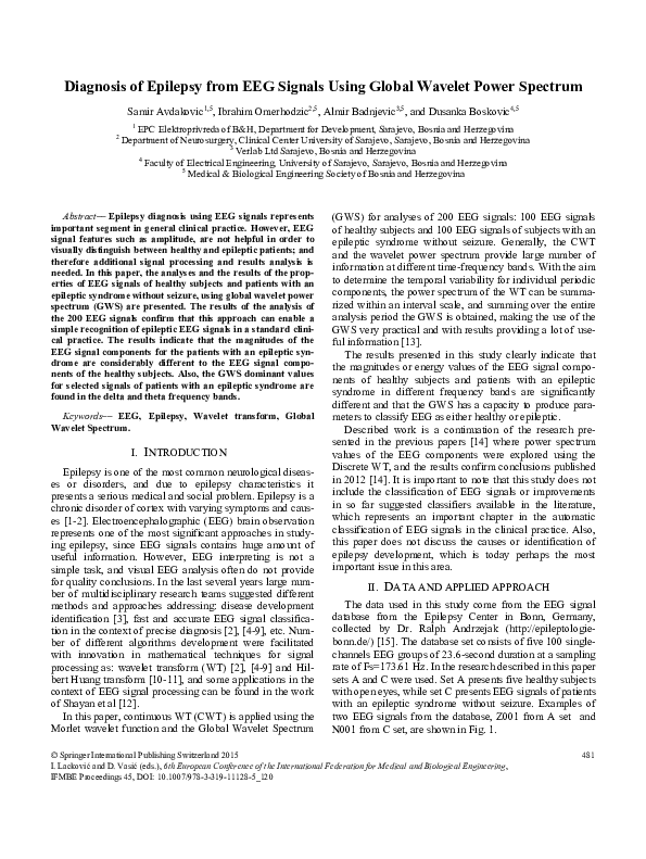 (PDF) Diagnosis of Epilepsy from EEG Signals Using Global Wavelet Power ...