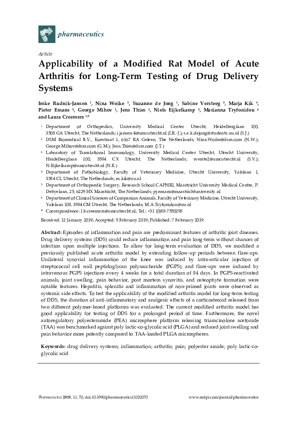 (PDF) Applicability of a Modified Rat Model of Acute Arthritis for Long ...