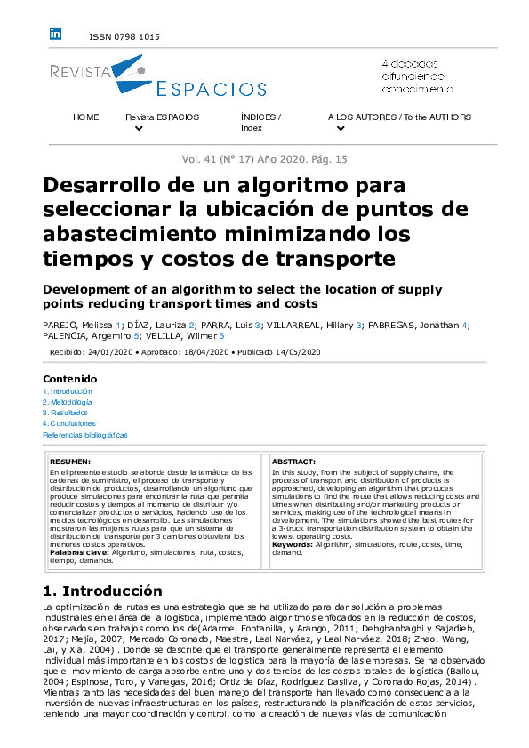 (PDF) Desarrollo de un algoritmo para seleccionar la ubicación de ...