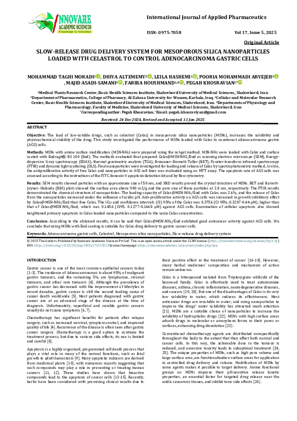 (PDF) SLOW-RELEASE DRUG DELIVERY SYSTEM FOR MESOPOROUS SILICA ...