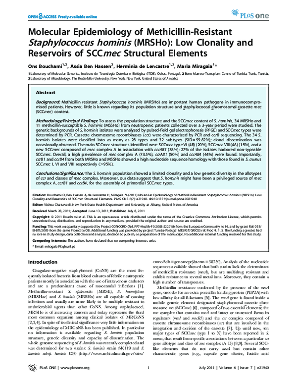 (PDF) Molecular Epidemiology of Methicillin-Resistant Staphylococcus ...