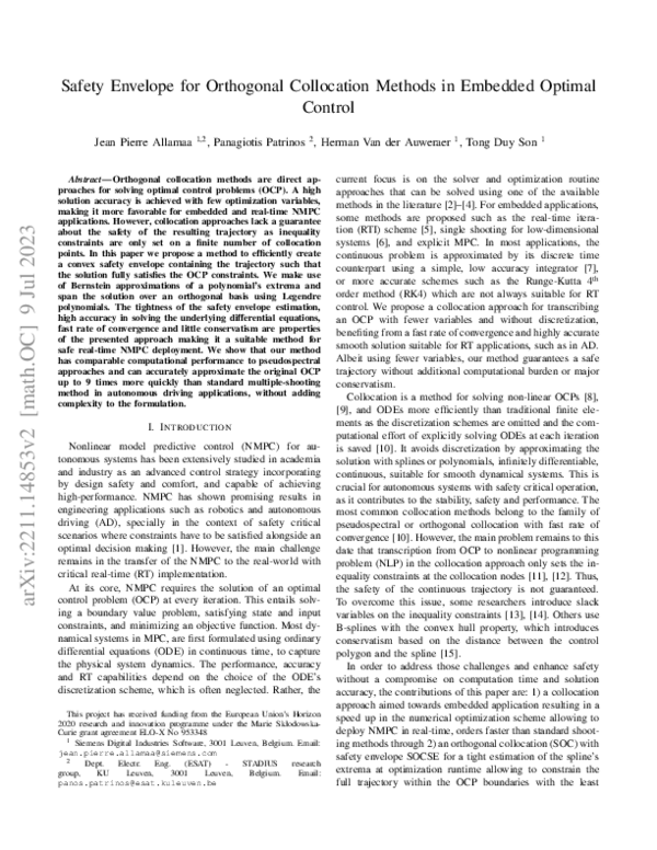 (PDF) Safety Envelope for Orthogonal Collocation Methods in Embedded ...