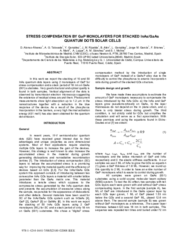 (PDF) Stress compensation by GaP monolayers for stacked InAs/GaAs ...