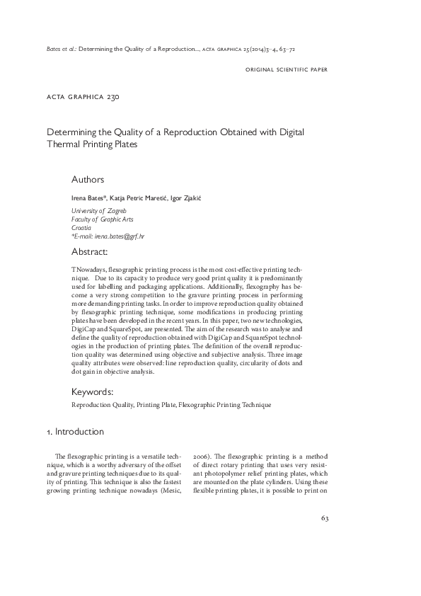 (PDF) Determining the Quality of a Reproduction Obtained with Digital ...