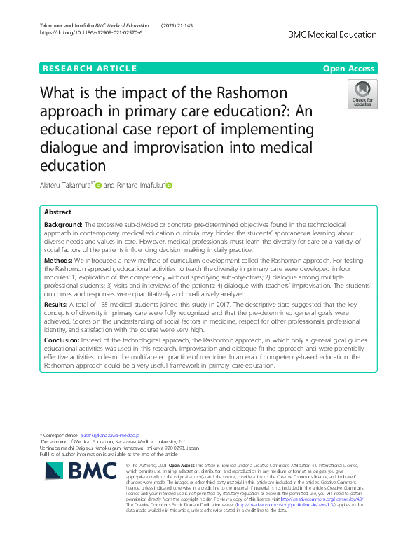 (PDF) What is the impact of the Rashomon approach in primary care ...