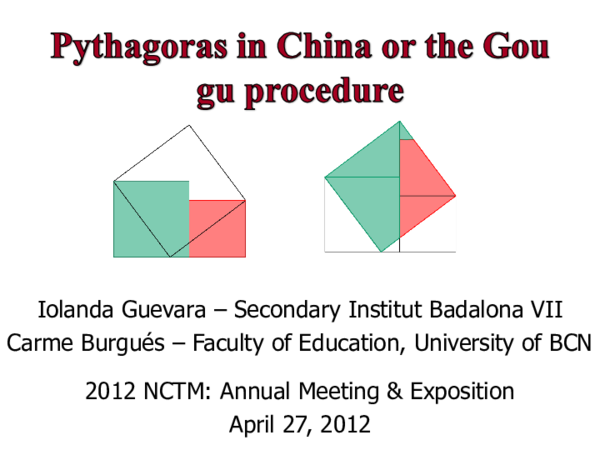 (PPT) Pythagoras in China, or the Gou Gu Procedure