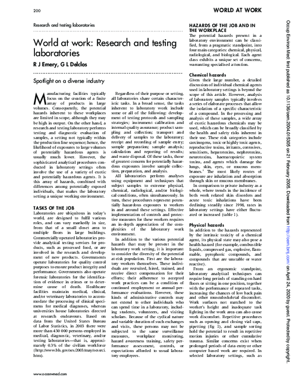 (PDF) World at work: Research and testing laboratories