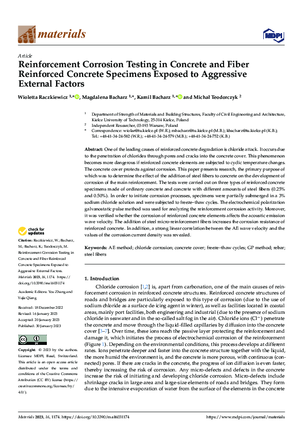 (PDF) Reinforcement Corrosion Testing in Concrete and Fiber Reinforced ...