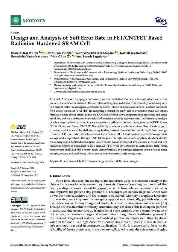 (PDF) Design and Analysis of Soft Error Rate in FET/CNTFET Based ...