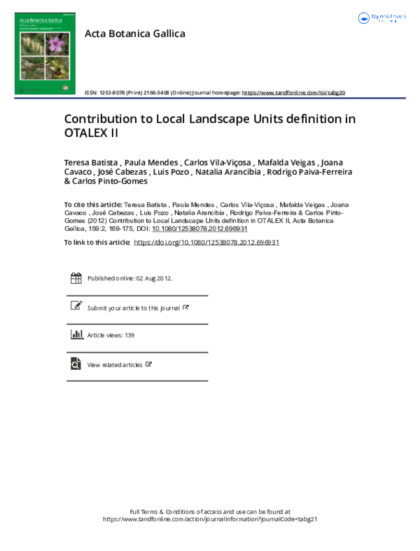 (PDF) Contribution to Local Landscape Units definition in OTALEX II